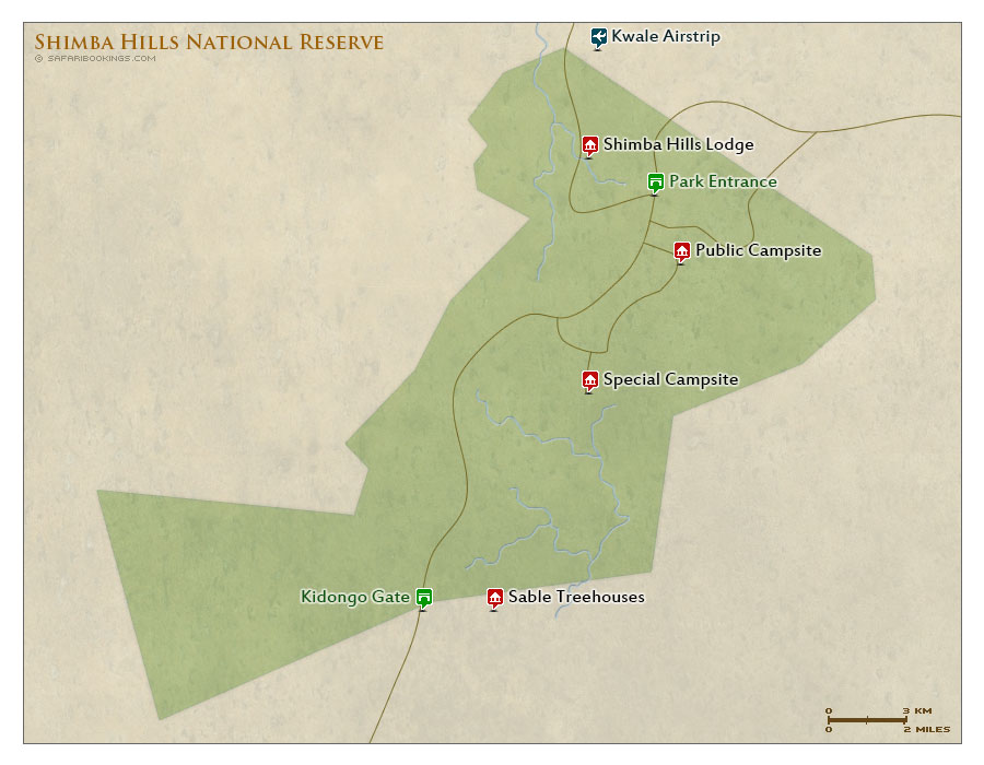 Map of Shimba Hills National Reserve | Kenya Safaris Tours